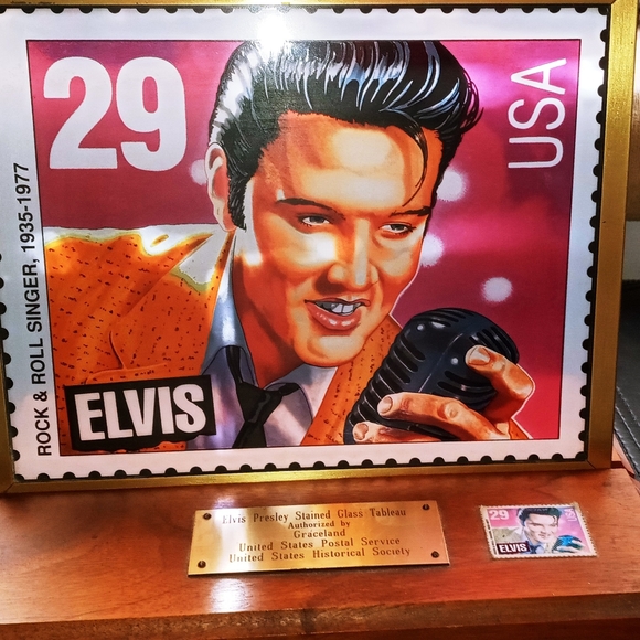 Other | Elvis Presley Stained Glass Plaque Usps Graceland | Poshmark